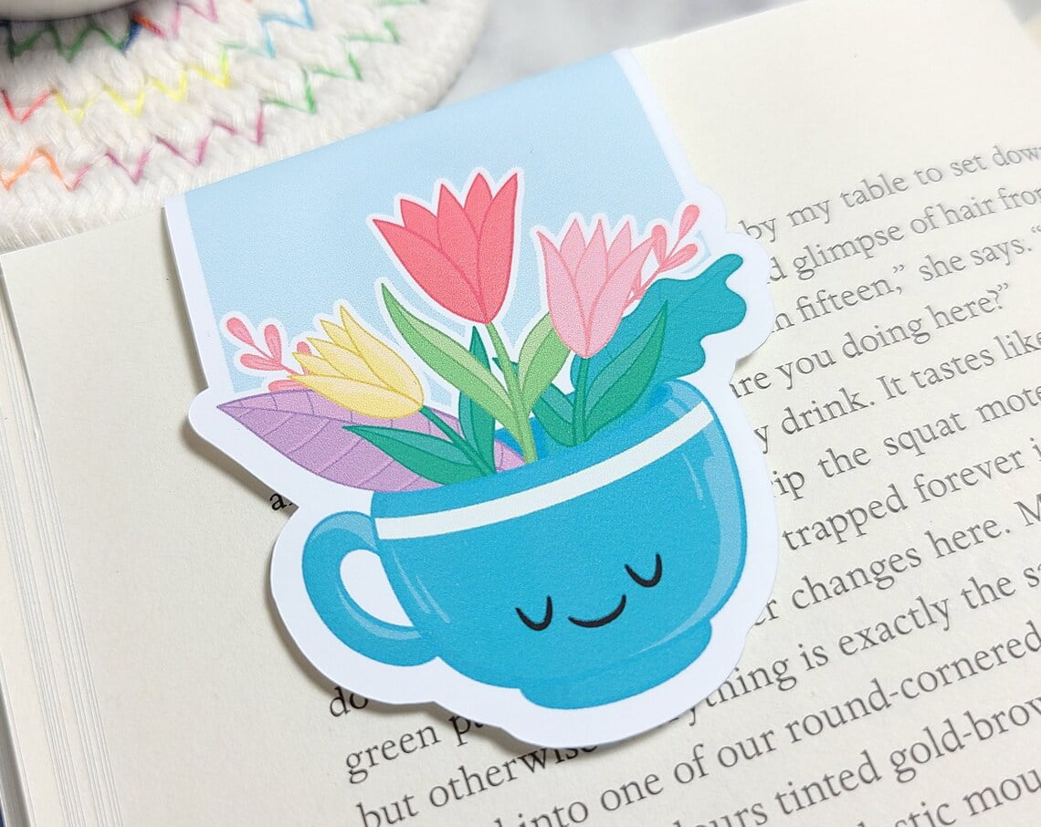 Maneki Flower Cup Bookmark, Gardening Planner Clip, Cute Flower Bookmark, Back To School ...