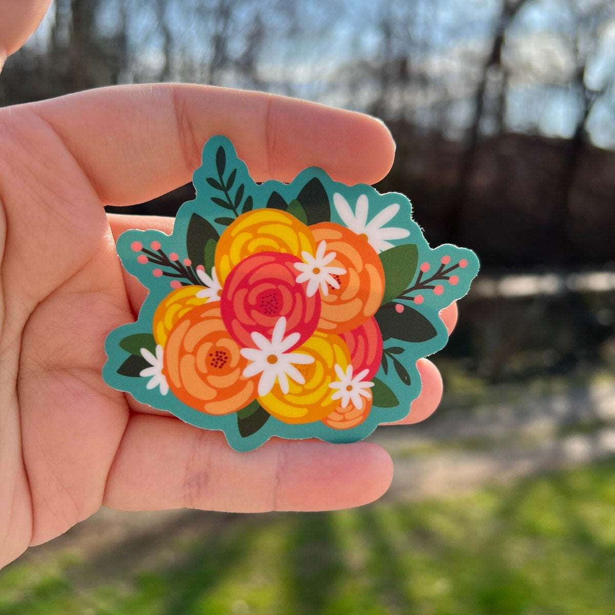 Maneki Flowers Sticker, Nature Lover Gift, , Luggage Sticker, Bachelorette Gift For Friends ...