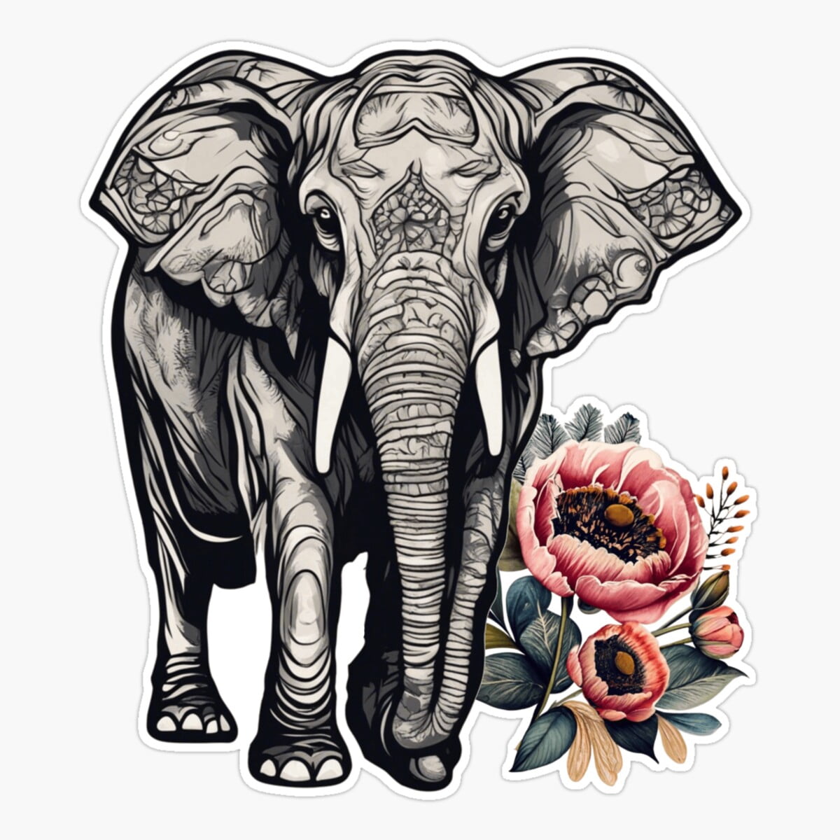 Maneki Flowers To Elevate Elephants Er, Phone Decal Water Bottle ...