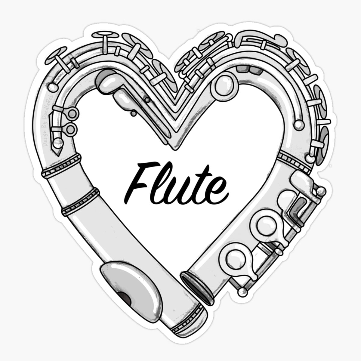 Maneki Flute Heart-Shaped Doodle For Flutists Er, Phone Decal Water ...