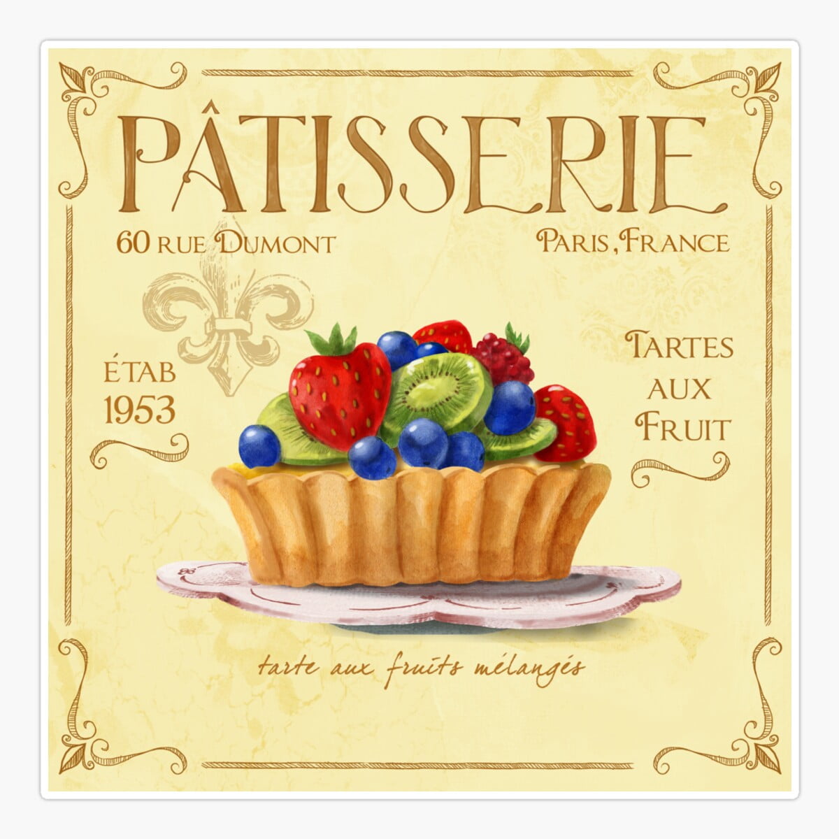 Maneki French Patisserie Art, Fruit Tart Er, Phone Decal Water Bottle ...
