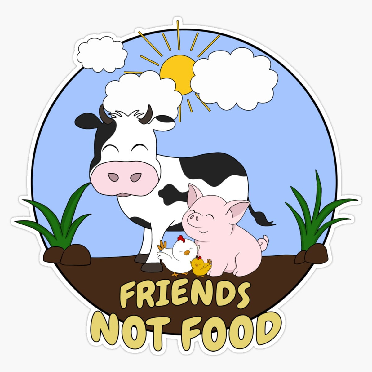 Maneki Friends Not Food - Cute Cow, Pig And Chicken Er, Phone Decal Water Bottle Stickers Car ...