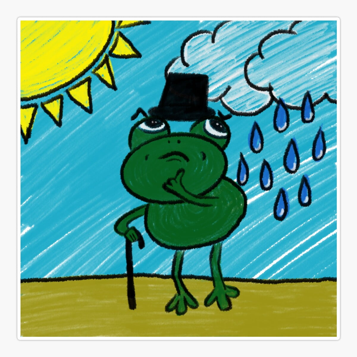 Maneki Frog Confused By The Morning Weather Er, Phone Decal Water ...