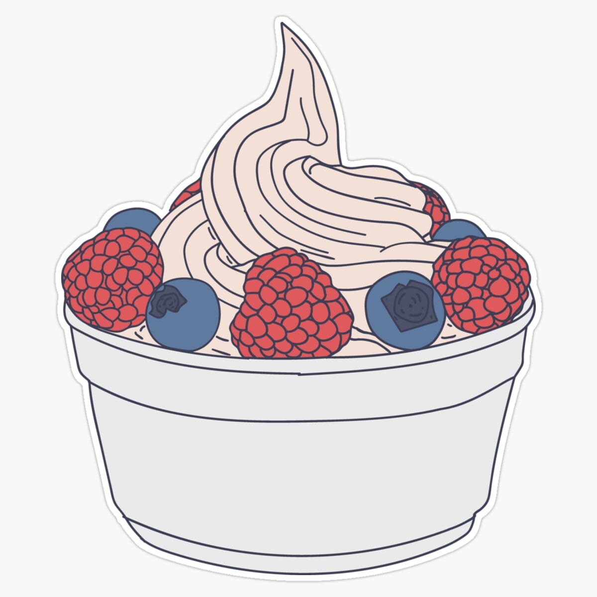 Maneki Frozen Yogurt - Berry Topped Vanilla Fro Yo Er, Phone Decal ...