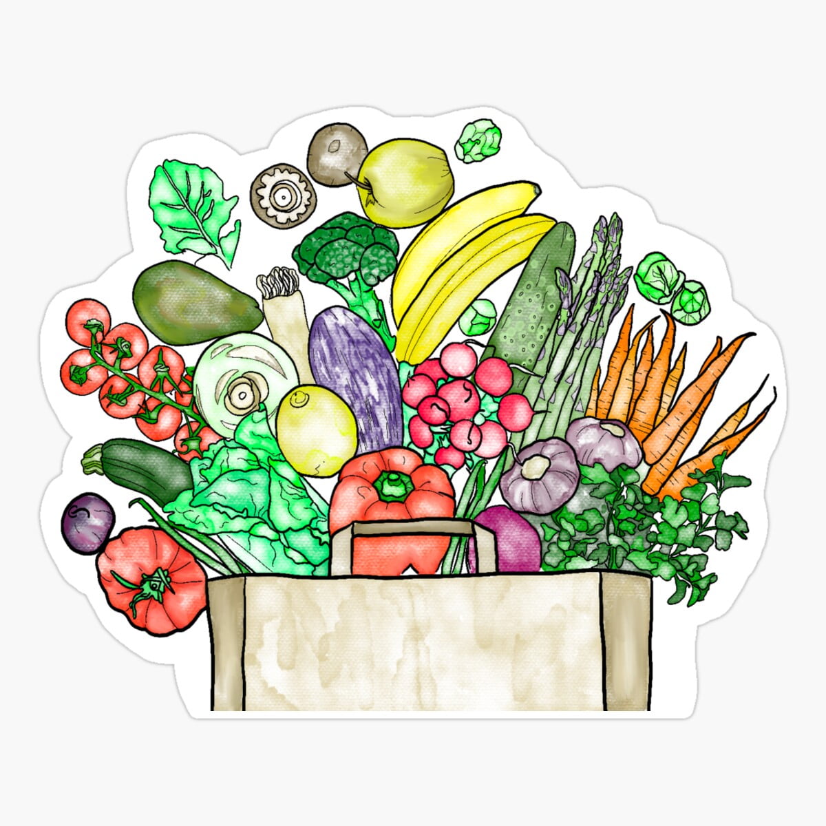 Maneki Fruit And Vegetable Grocery Bag Er, Phone Decal Water Bottle ...