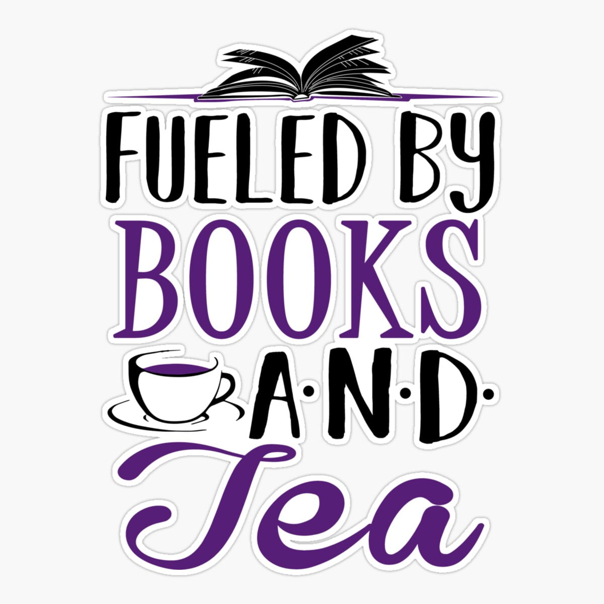 Maneki Fueled By Books And Tea Er, Phone Decal Water Bottle Stickers ...