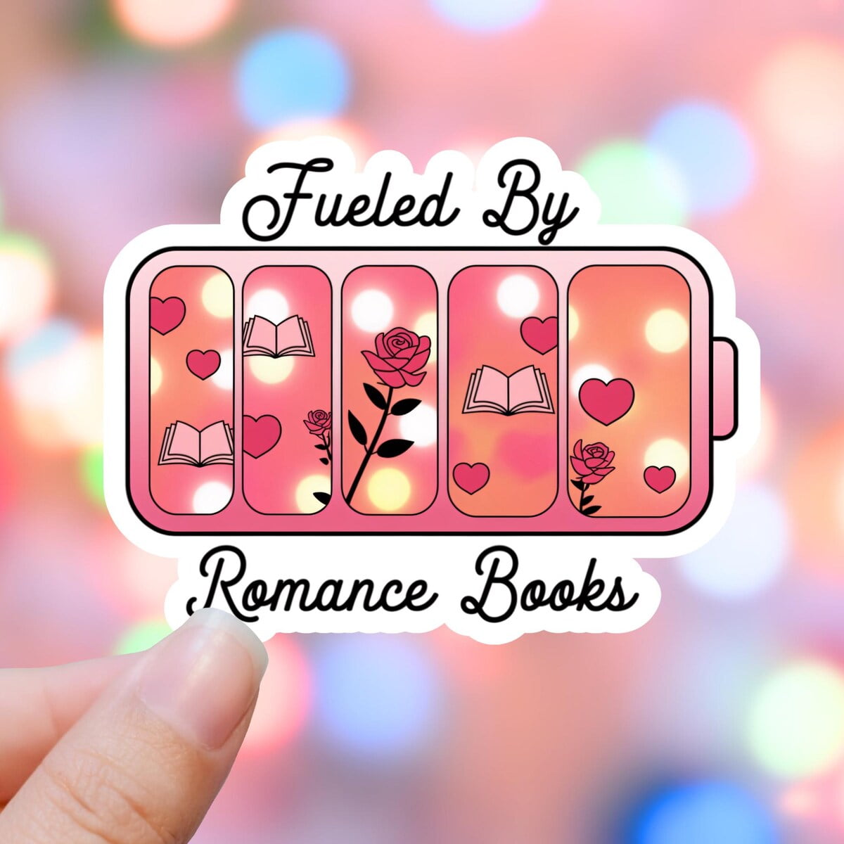 Maneki Fueled By Romance Books Sticker, Girly Decals, Book Lover Gift ...