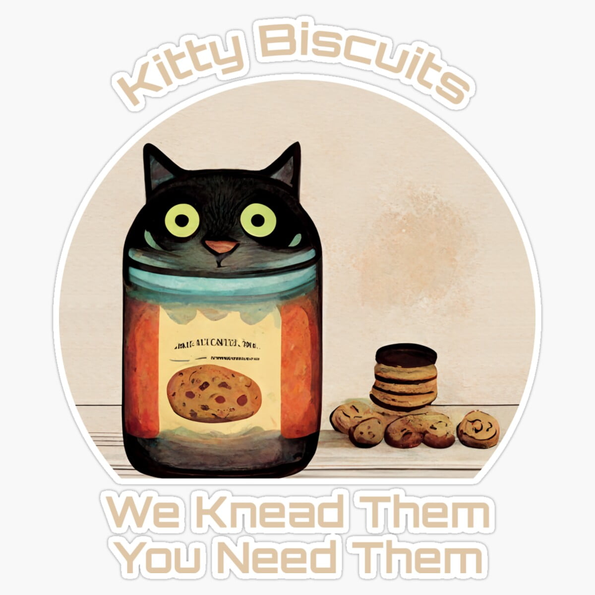 Maneki Funny Black Cute Cat Making Biscuits With Love In A Cookie Jar ...