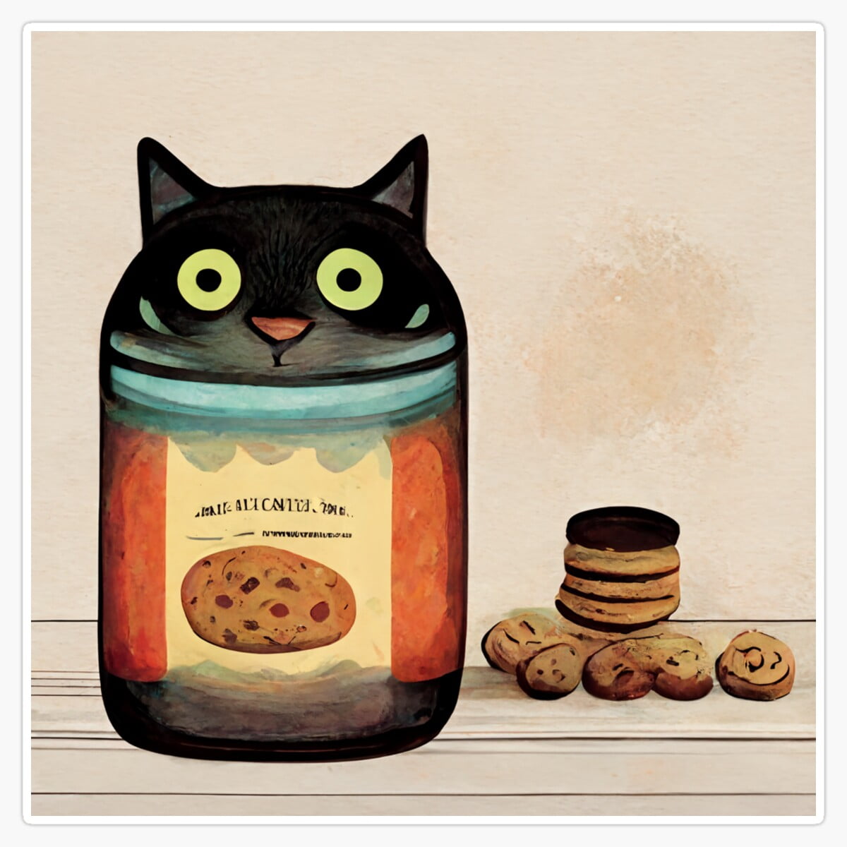 Maneki Funny Black Cute Cat Making Biscuits With Love In A Cookie Jar ...
