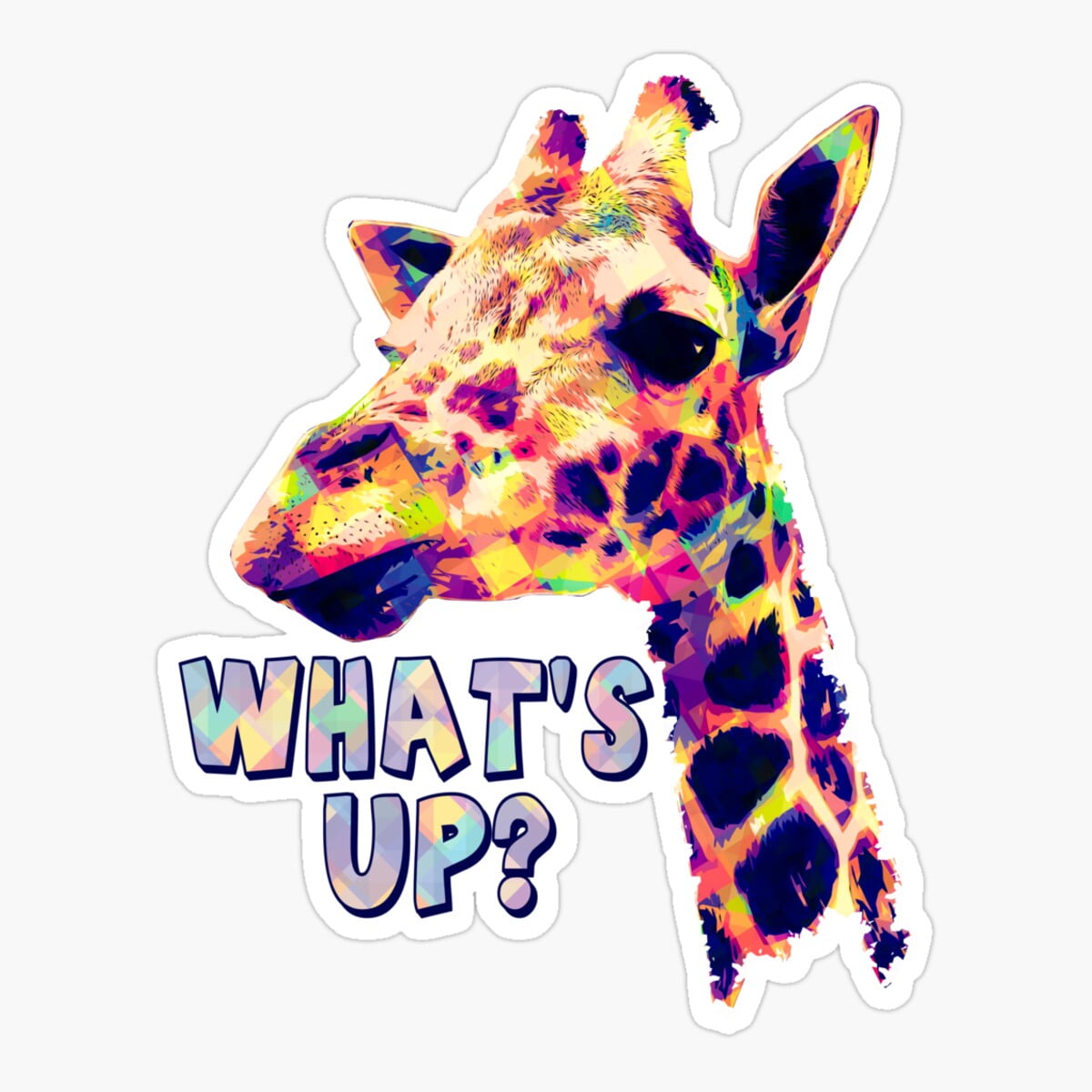 Maneki Funny Giraffe Whats Up Er, Phone Decal Water Bottle Stickers Car ...