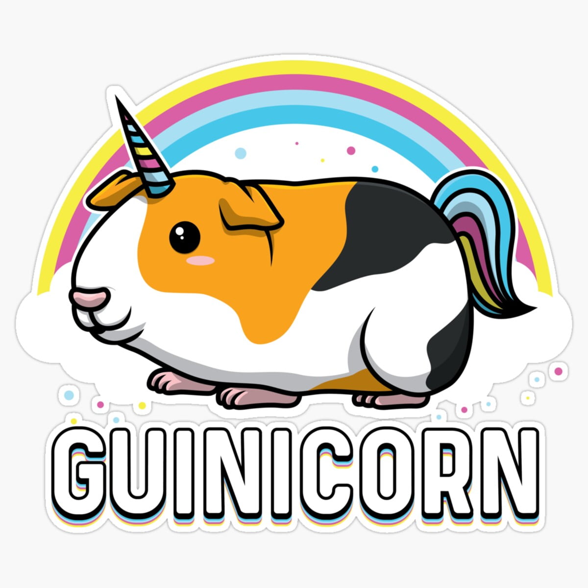 Maneki Funny Guinea Pig Icorn Rainbow Er, Phone Decal Water Bottle ...