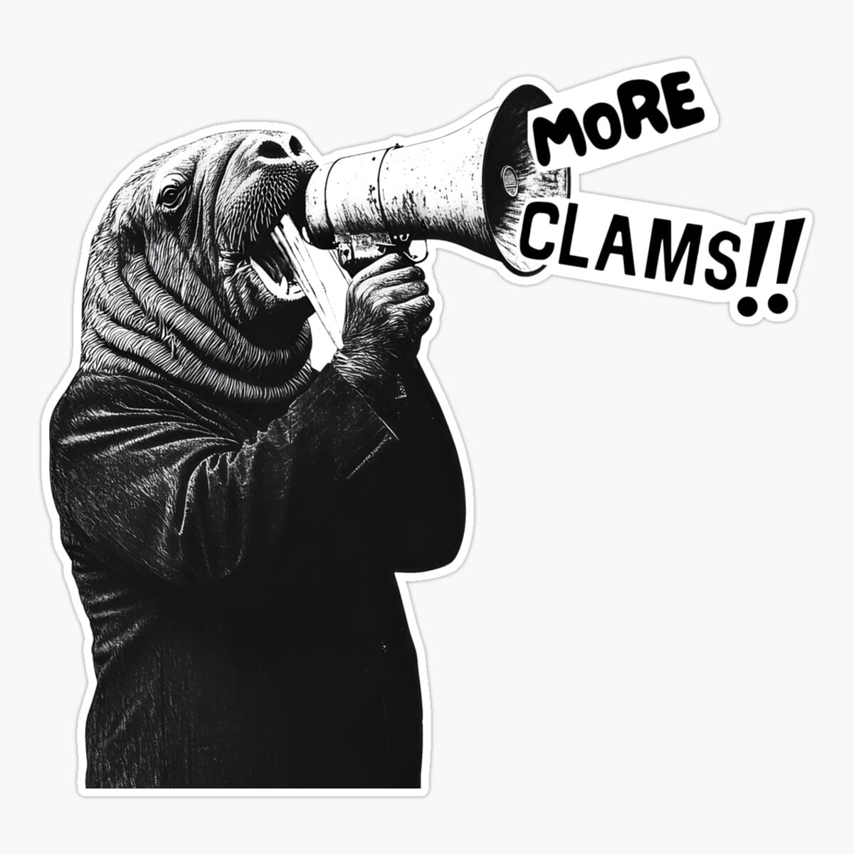 Maneki Funny Hungry Walrus Sticker, Phone Decal Water Bottle Stickers ...