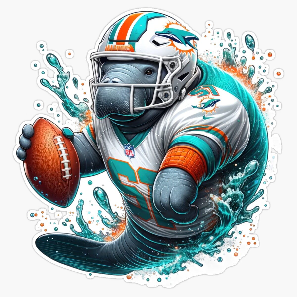 Maneki Funny Manatee In Dolphins Uniform Playing Football Er, Phone ...