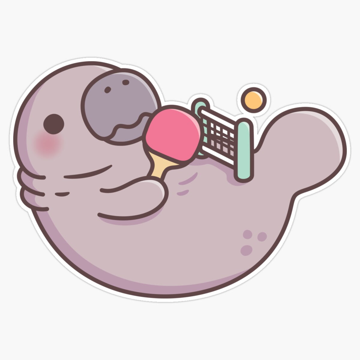 Maneki Funny Manatee Playing Table Tennis With Its Paddle Tail Er ...