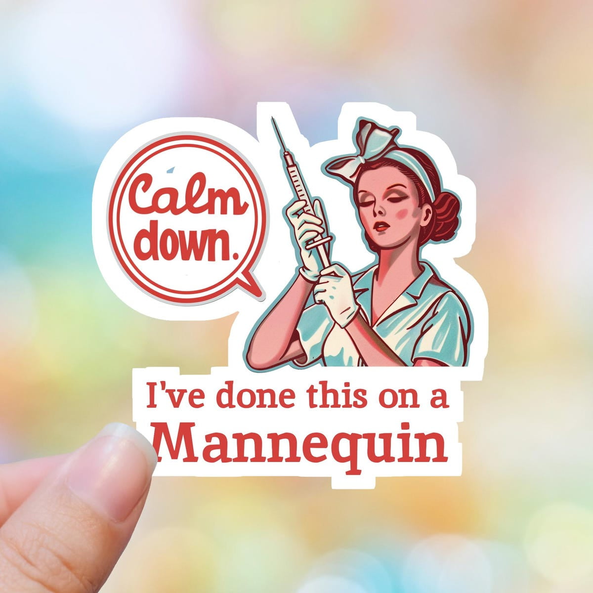 Maneki Funny Nurse Sticker, Paramedic Stickers, Nurse Day Gift, Calm ...