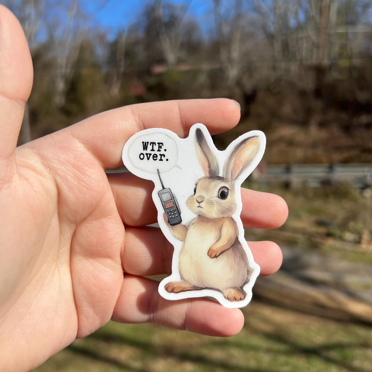 Maneki Funny Over Rabbit Sticker, Funny Sticker, , Sticker, Walkie ...