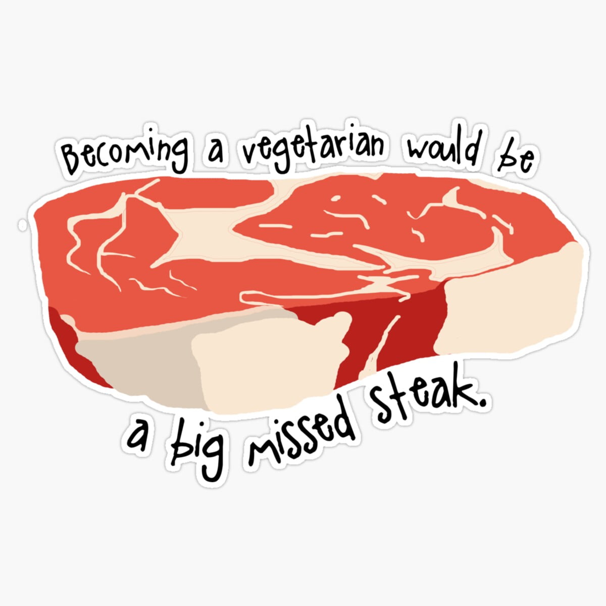 Maneki Funny Steak, Vegetarian Pun Er, Phone Decal Water Bottle ...