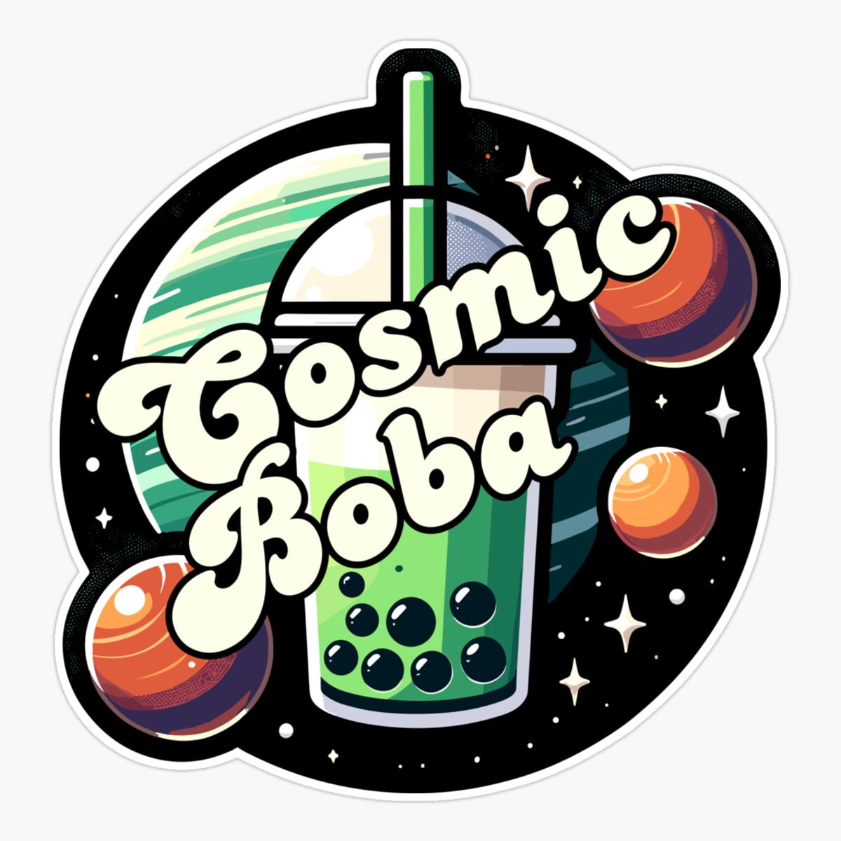 Maneki Funny Tea Cosmic Boba Drink In Space Er, Phone Decal Water ...