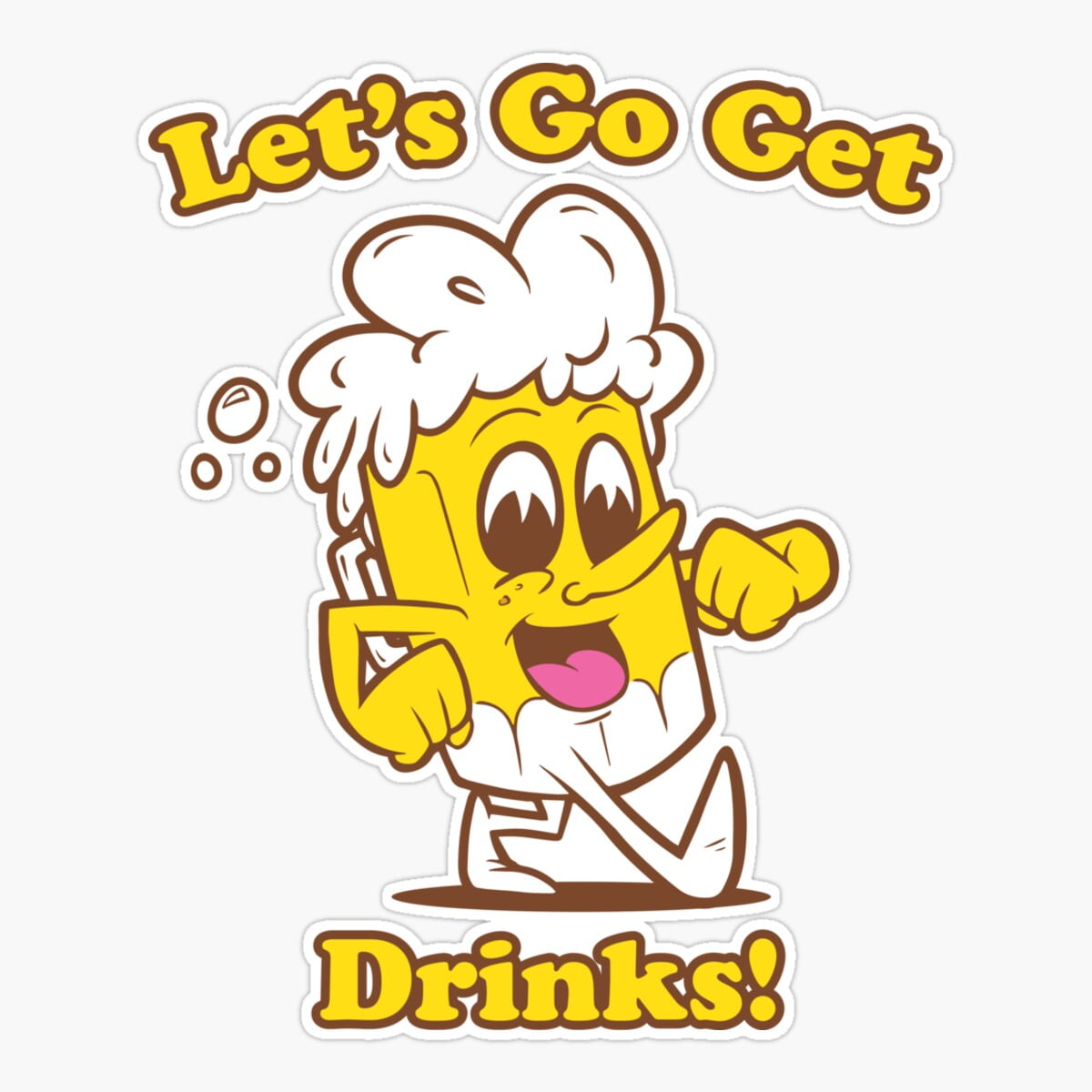 Maneki Funny Vintage Beer Cartoon Let'S Go Get Drinks! Er, Phone Decal ...