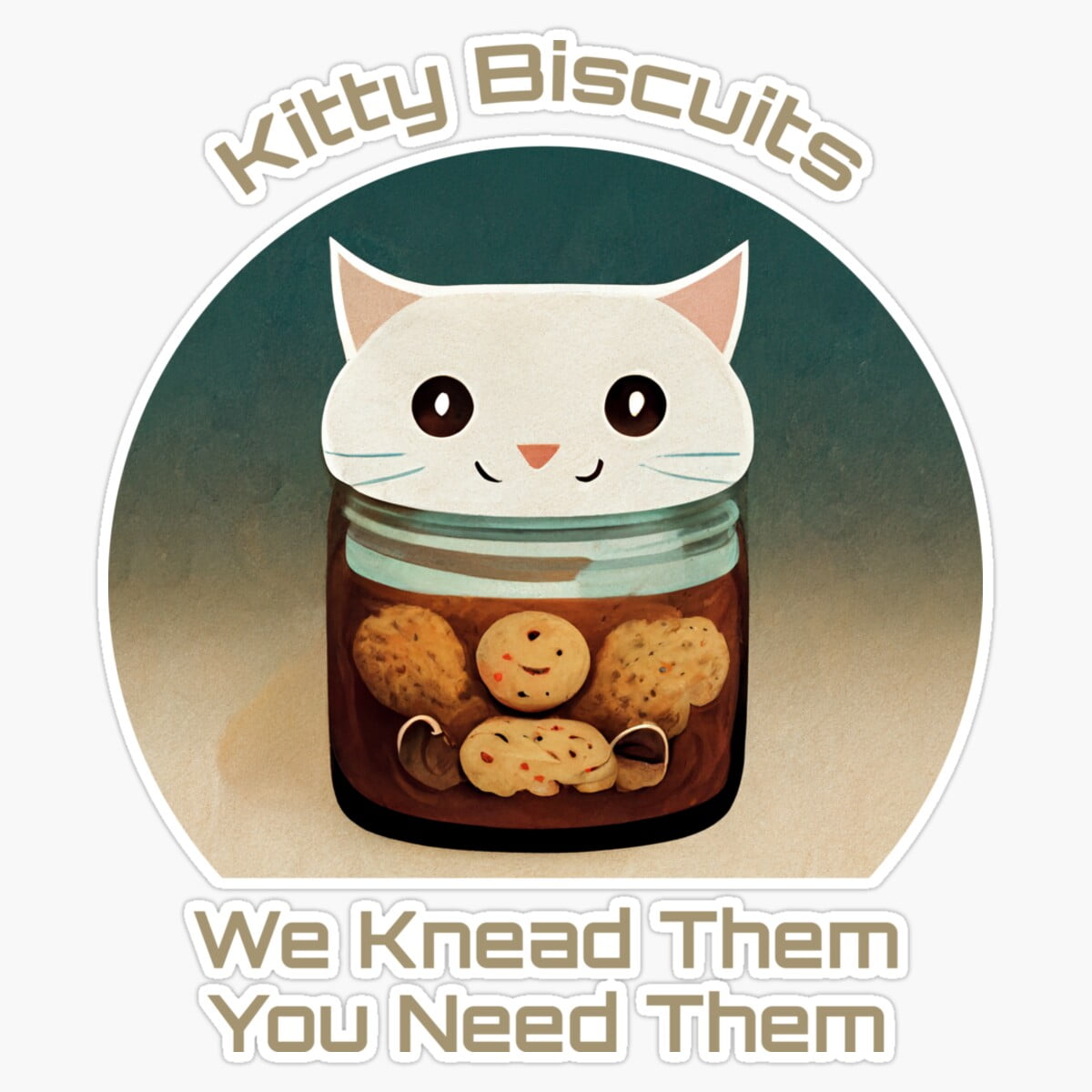 Maneki Funny White Cute Cat Making Biscuits With Love In A Cookie Jar ...