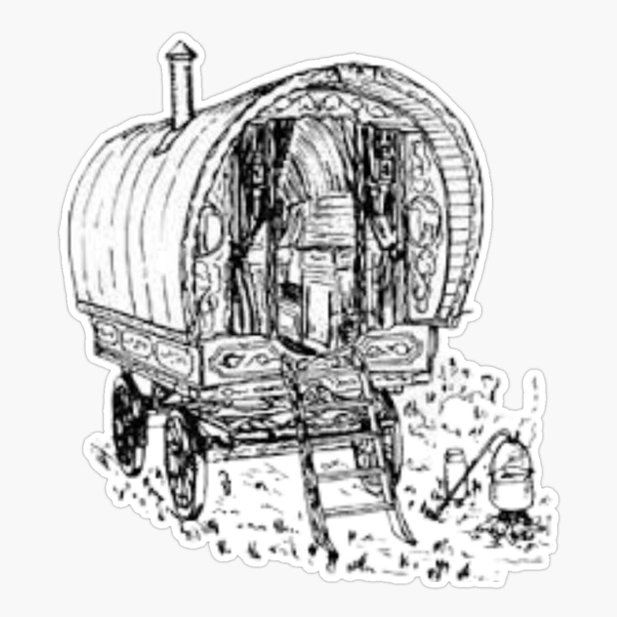 Maneki GYPSY CARAVAN VARDO sketch er,Phone Decal Water Bottle Stickers ...