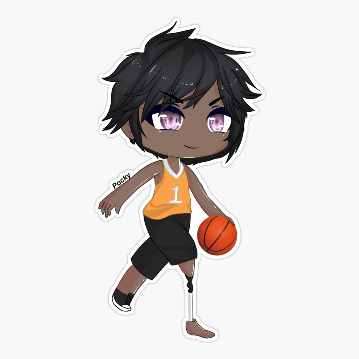 Maneki Gacha Boy Basketball Player With Prosthesis Er, Phone Decal ...