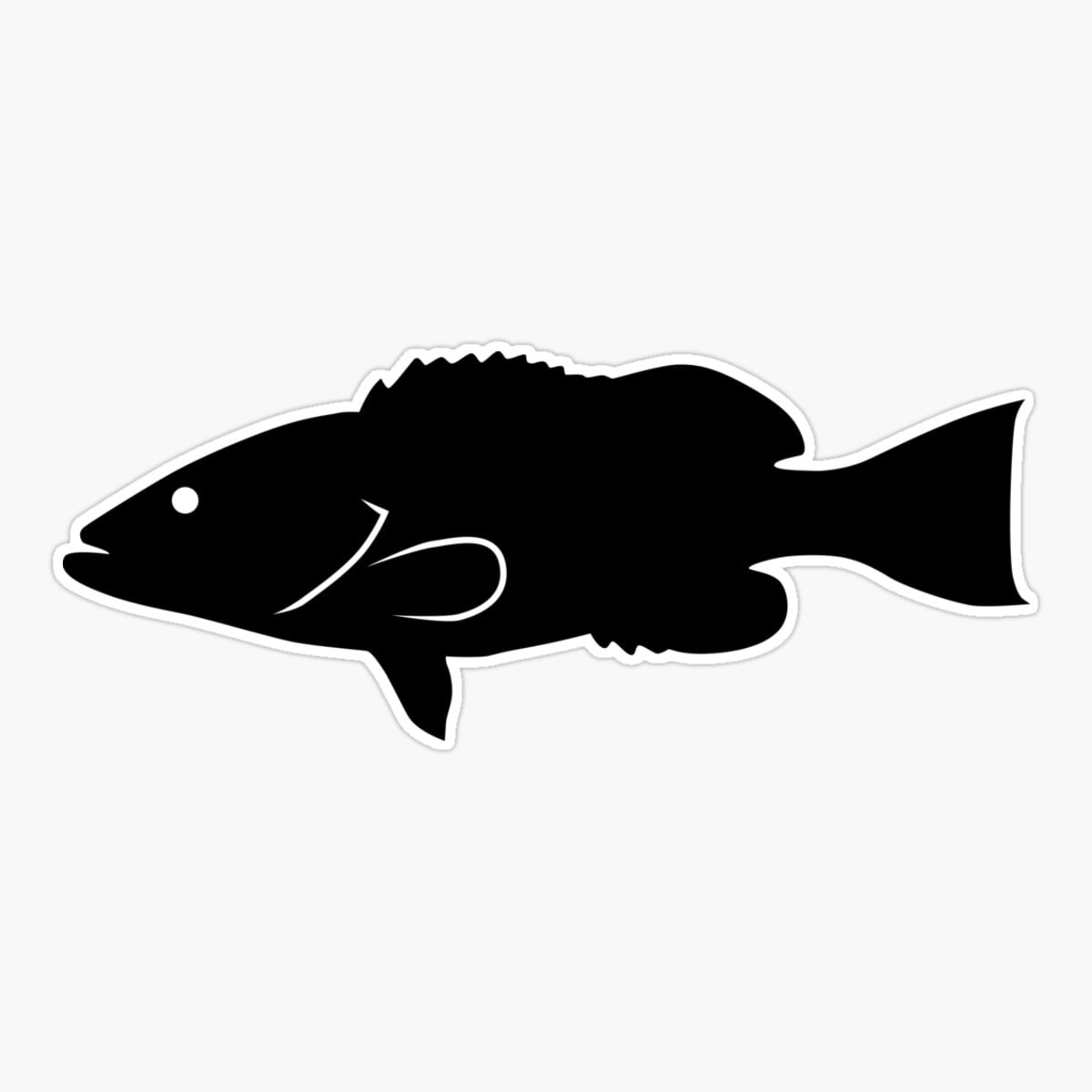 Maneki Gag Grouper Ish Silhouette (Black) Er, Phone Decal Water Bottle ...