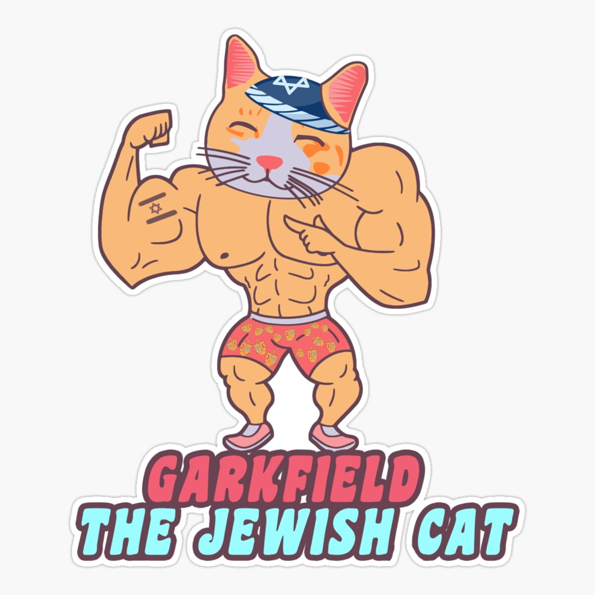 Maneki Garkfield The Jewish Cat Er, Phone Decal Water Bottle Stickers ...