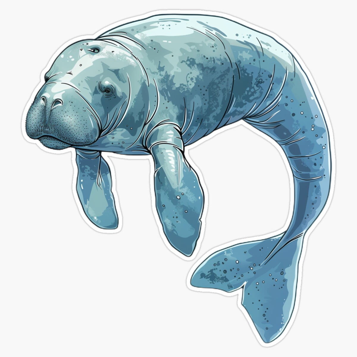 Maneki Gentle Giant Of The Sea: Manatee Illustration Er, Phone Decal ...