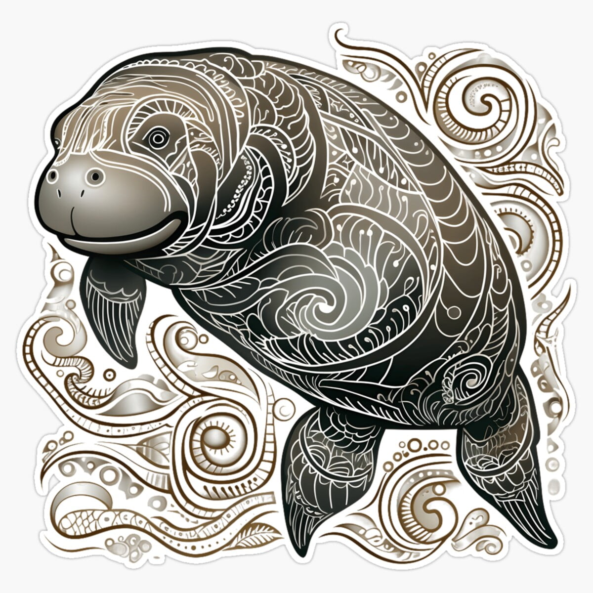 Maneki Gentle Sea Cow, Manatee With Buddhist/Hindu Mandala Er, Phone ...