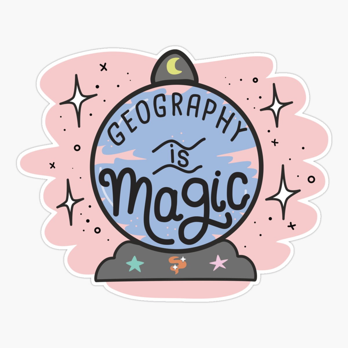 Maneki Geography Is Magic Sticker, Phone Decal Water Bottle Stickers ...