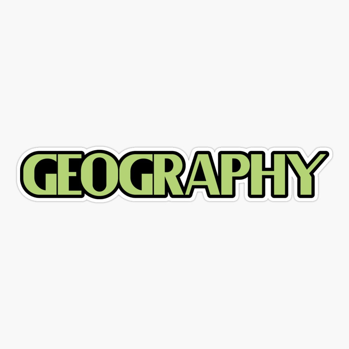 Maneki Geography - Light Green Bold Text Sticker, Phone Decal Water ...