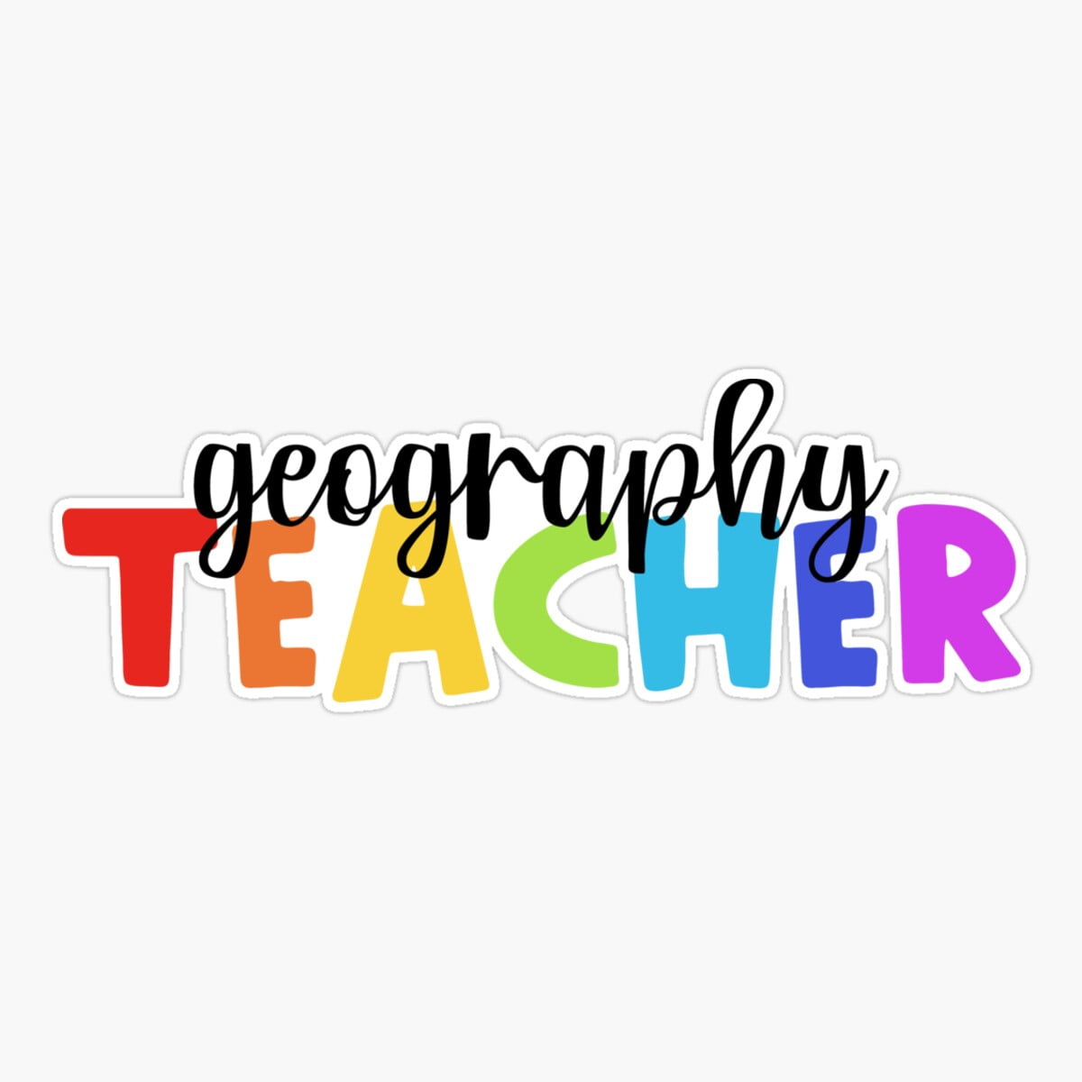 Maneki Geography Teacher Rainbow Sticker, Phone Decal Water Bottle ...