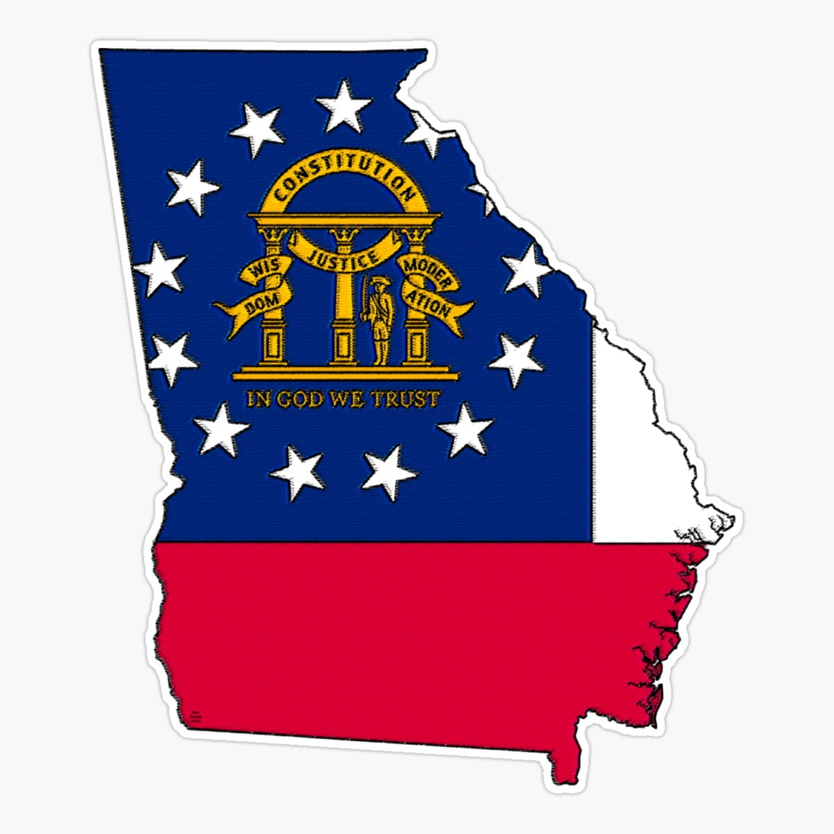 Maneki Georgia Map With Georgia State Lag Sticker, Phone Decal Water ...