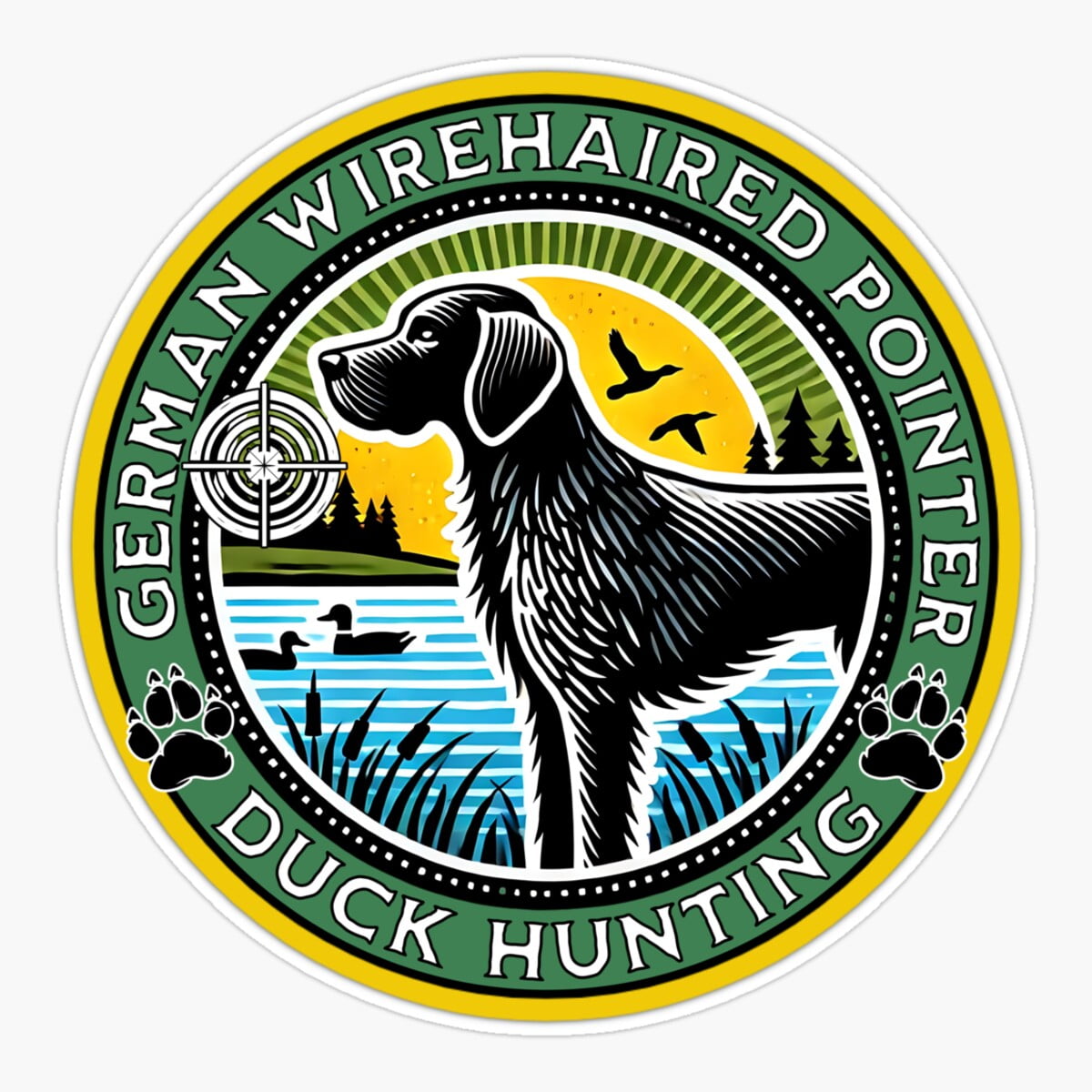 Maneki German Wirehaired Pointer Duck Hunting Emblem Er, Phone Decal ...