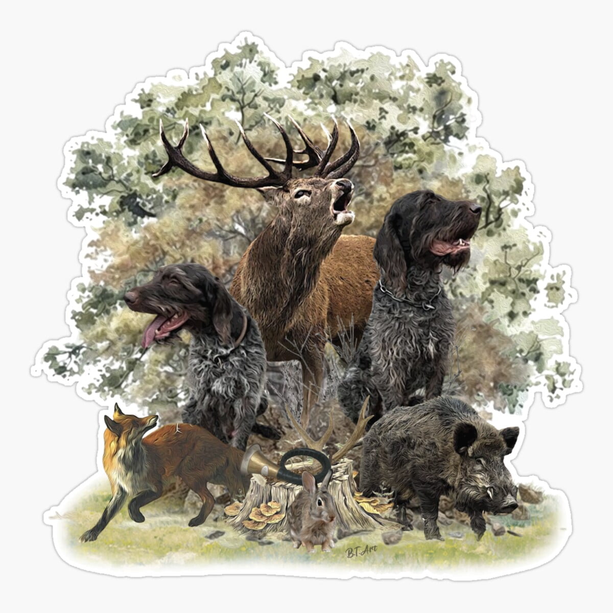 Maneki German Wirehaired Pointers, The Pion Or Hunting Er, Phone Decal ...