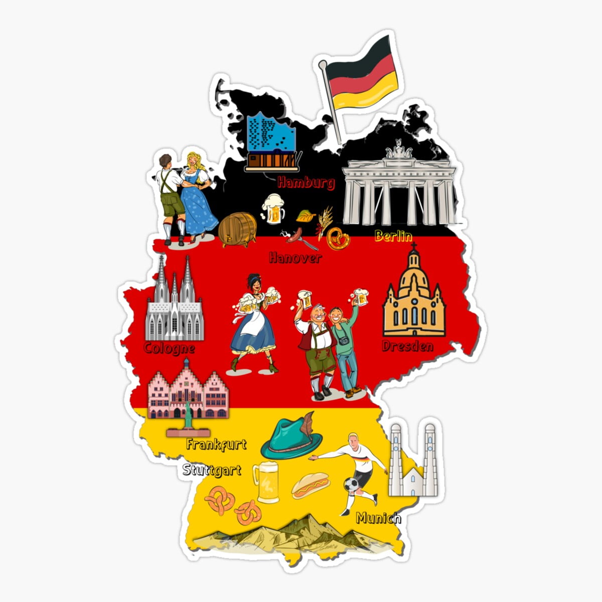 Maneki Germany Map, Oktoberest, Major Cities And Landmarks Map O ...