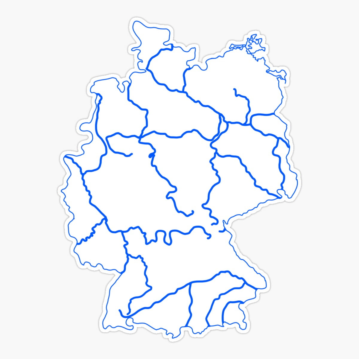 Maneki Germany River Map Sticker, Phone Decal Water Bottle Stickers Car ...