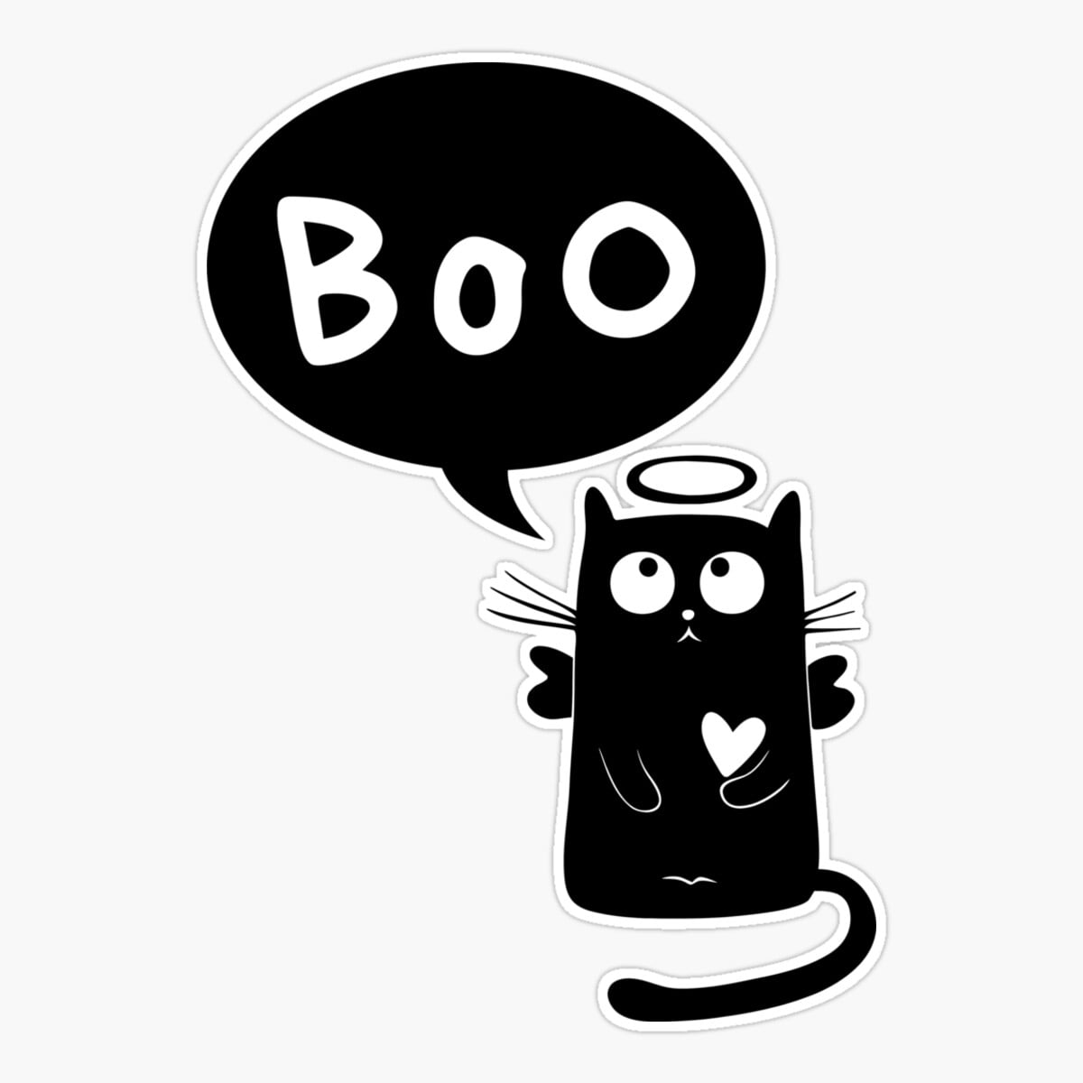 Maneki Ghost Angel Cat - Boo Sticker, Phone Decal Water Bottle Stickers ...