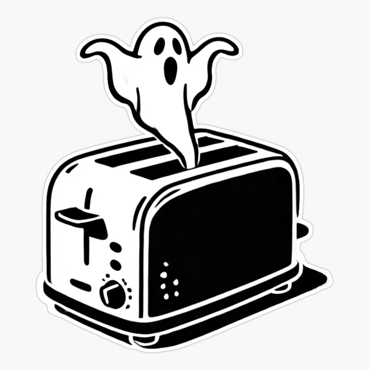 Maneki Ghost Lying Out O A Toaster Sticker, Phone Decal Water Bottle ...