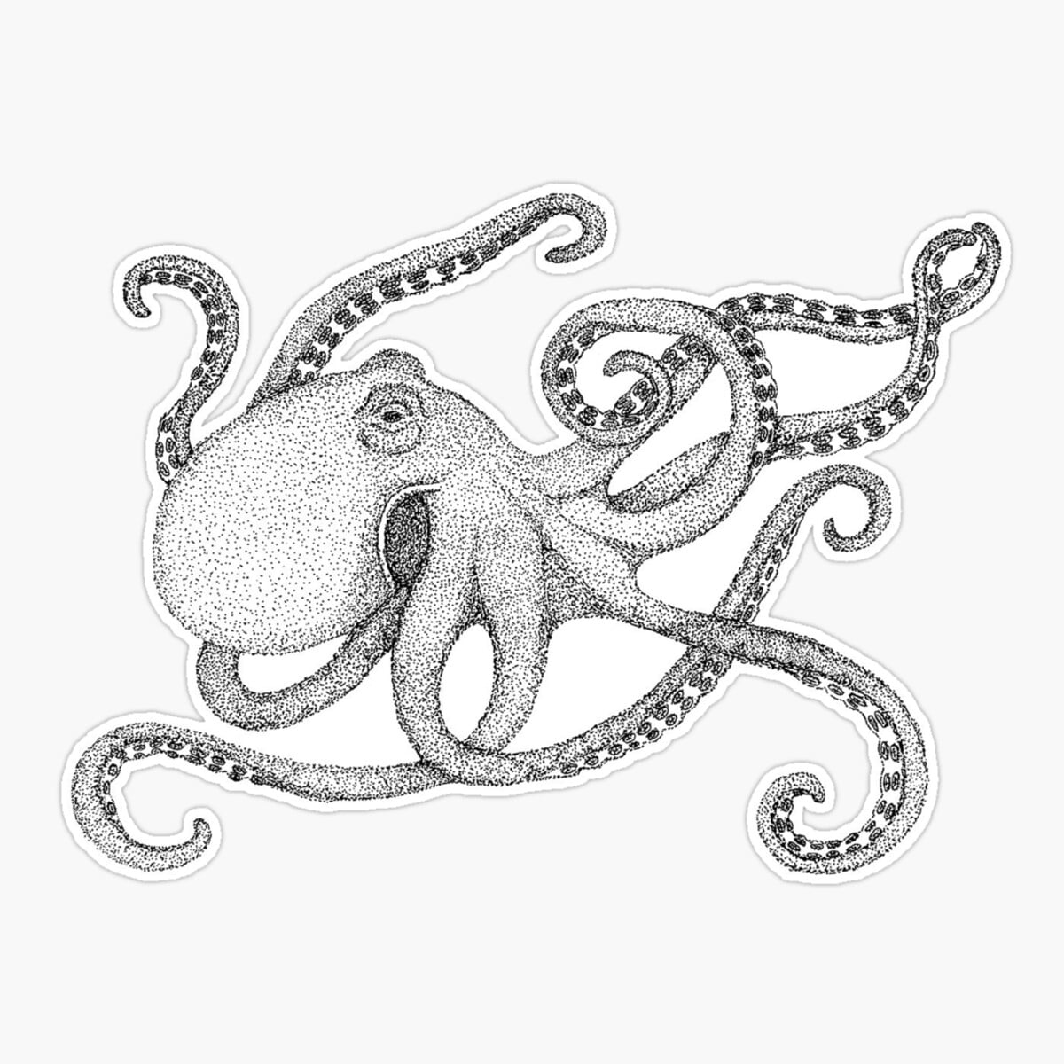 Maneki Giant Pacific Octopus (Stippling) Sticker, Phone Decal Water ...
