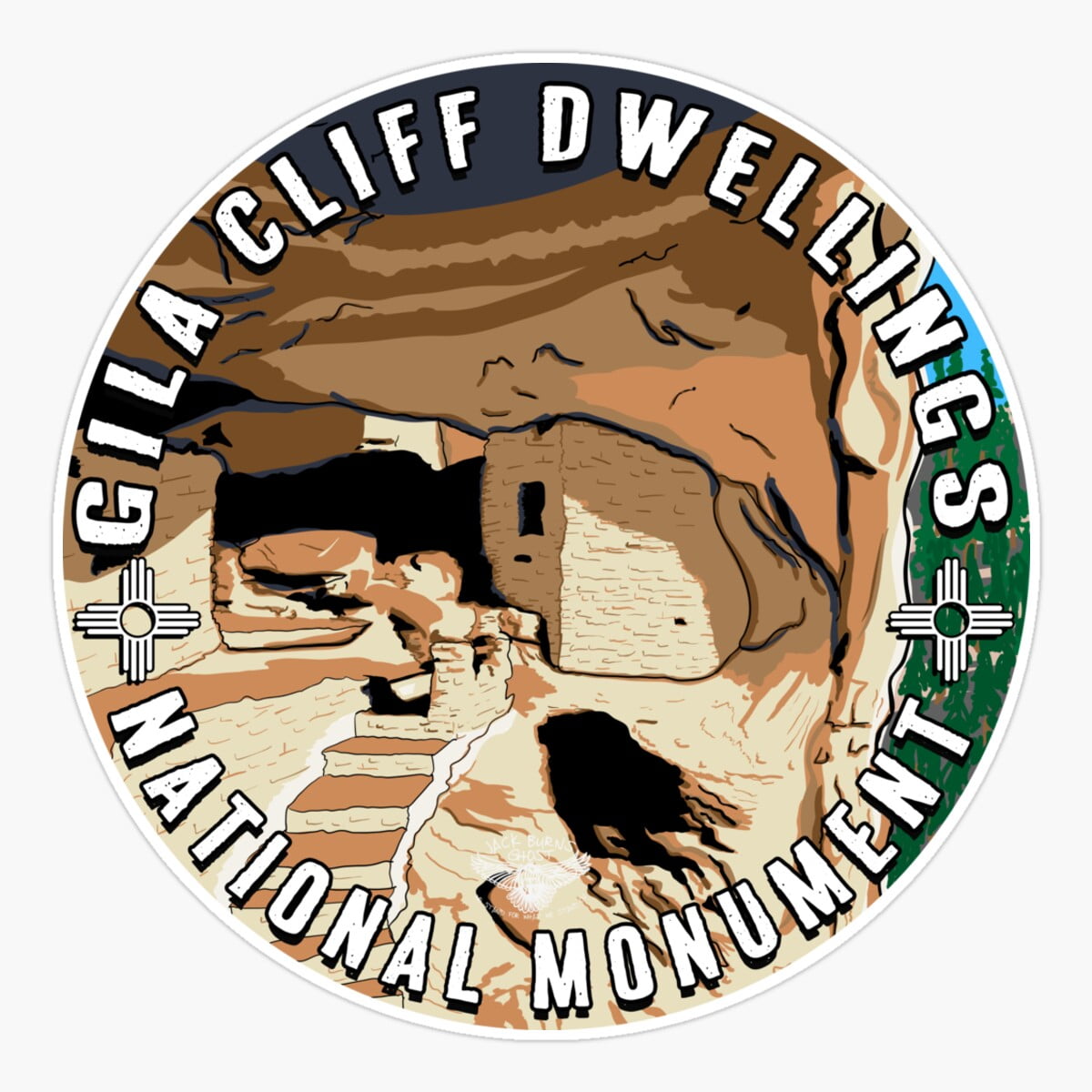 Maneki Gila Cli Dwellings National Monument Sticker, Phone Decal Water ...