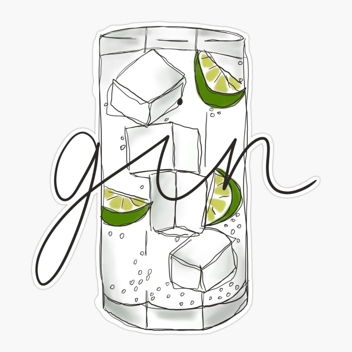 Maneki Gin And Tonic Digital Er, Phone Decal Water Bottle Stickers Car ...