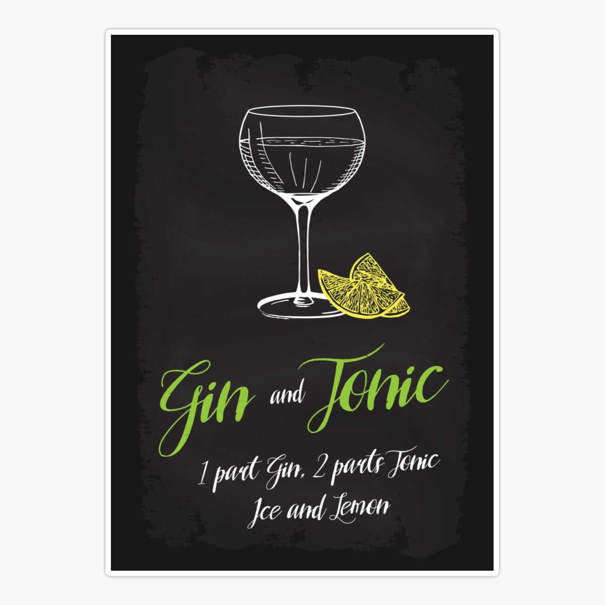 Maneki Gin And Tonic Recipe Sticker, Phone Decal Water Bottle Stickers ...