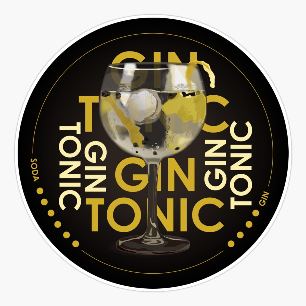 Maneki Gin Tonic Recipe Sticker, Phone Decal Water Bottle Stickers Car ...