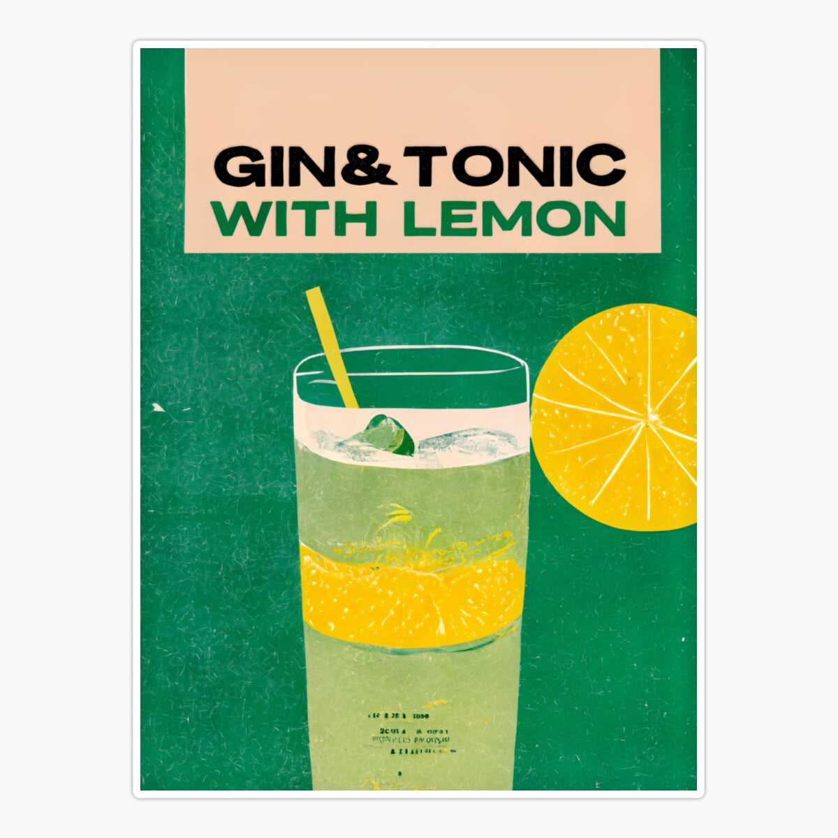 Maneki Gin Tonic Retro Cocktail Poster G&T With Lemon Bar Prints ...