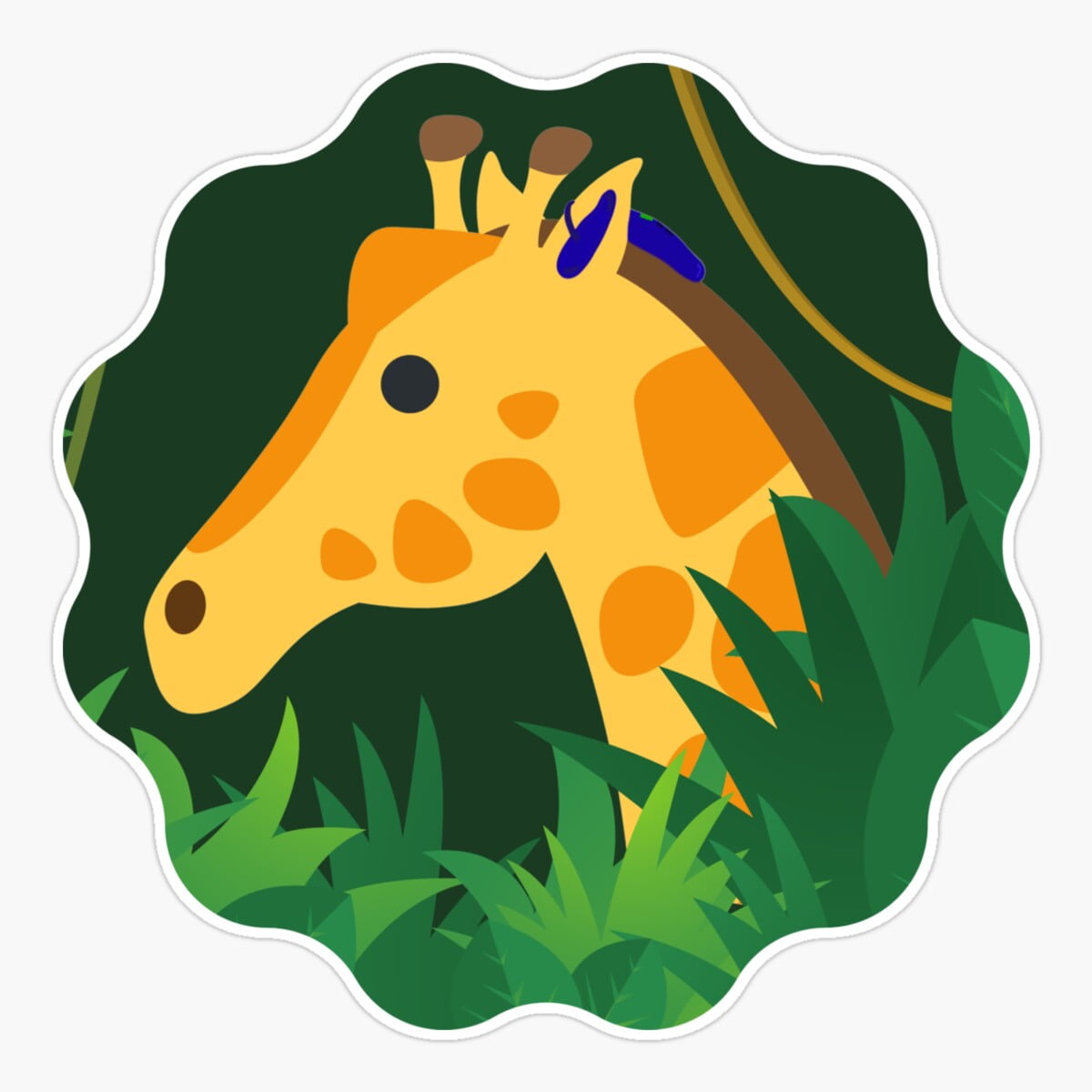 Maneki Giraffe With Blue Hearing Aid In Greenery Er, Phone Decal Water ...