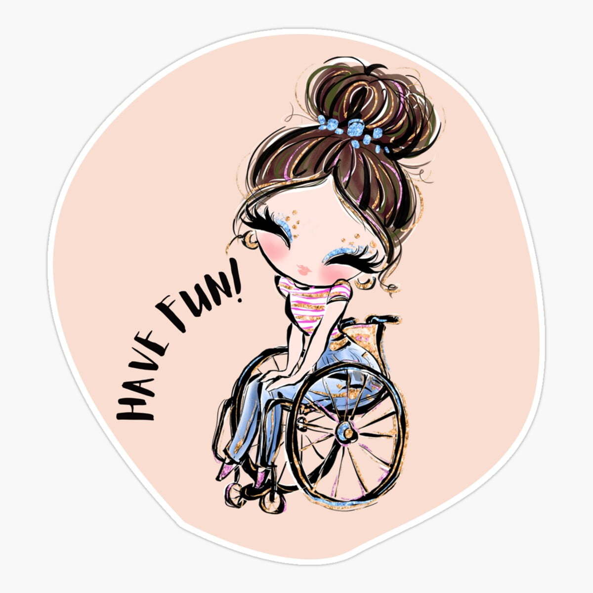 Maneki Girl In Wheelchair Er Er, Phone Decal Water Bottle Stickers Car ...