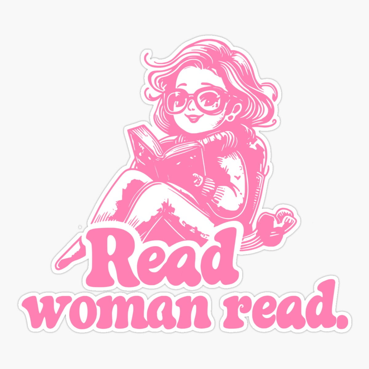 Maneki Girl Reading - Read Woman Read Sticker, Phone Decal Water Bottle ...