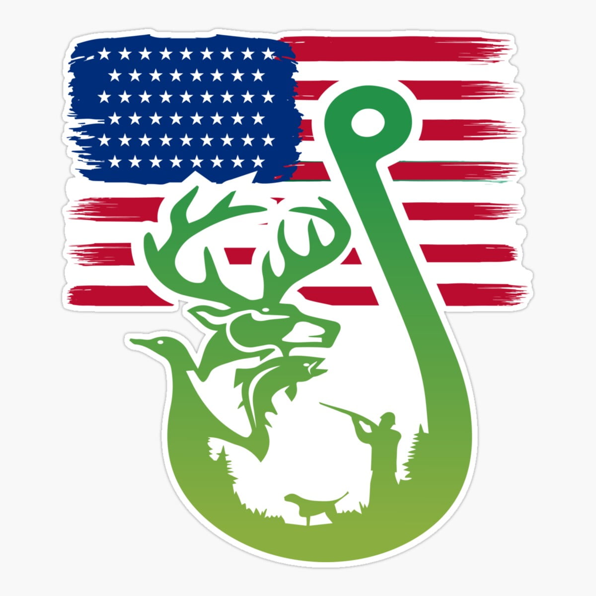 Maneki Git Or Patriotic Deer Hunters And Ishers Er, Phone Decal Water ...